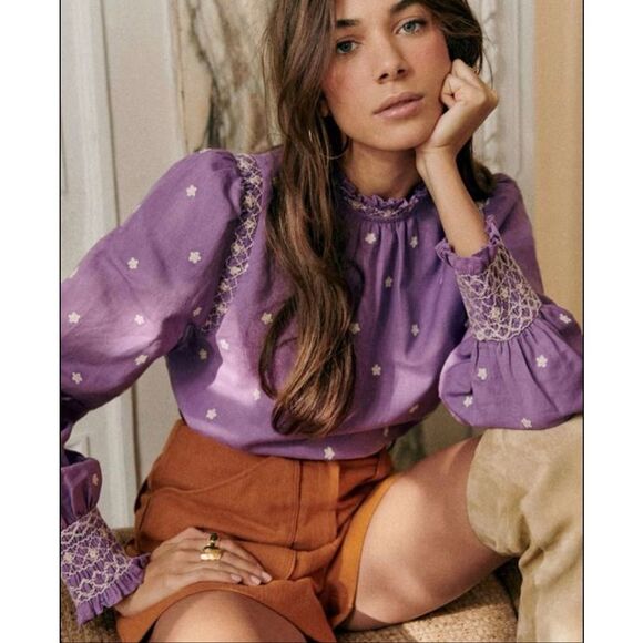 Sezane | Tops | Nwot Sezane Milano Embroidered Blouse Sz 364 2 C46 ...